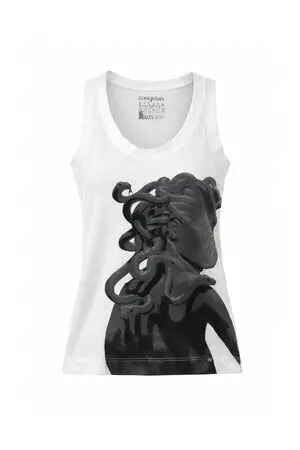 CONQUISTA Art Print Sleeveless Cotton Tank Top