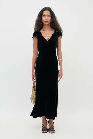 Rixo Ezra Embellished Velvet Maxi Dress