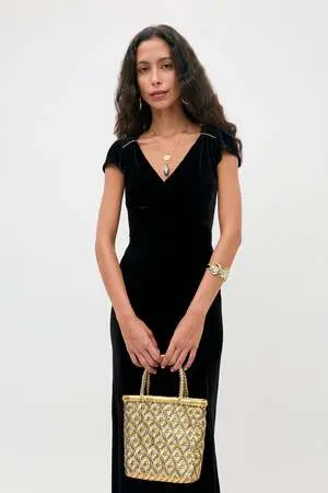 Rixo Ezra Embellished Velvet Maxi Dress