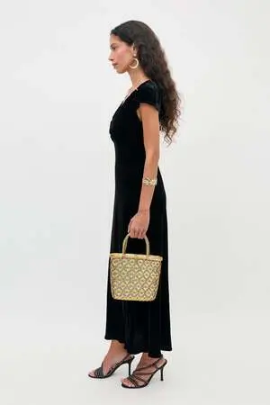 Rixo Ezra Embellished Velvet Maxi Dress