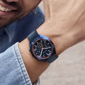 Lilienthal Berlin Octachrono Chronograph Watch With Orange Leather Strap