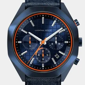 Lilienthal Berlin Octachrono Chronograph Watch With Orange Leather Strap