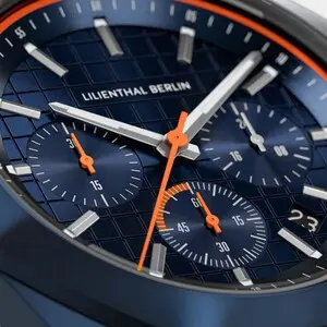 Lilienthal Berlin Octachrono Chronograph Watch With Orange Leather Strap