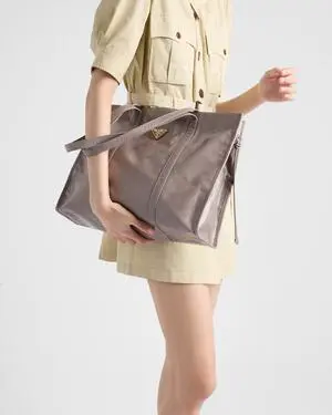 Prada Logo Plaque Drawstring Tote Bag
