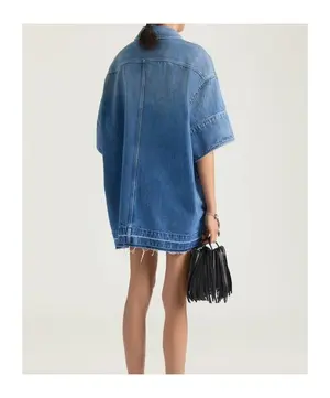 Givenchy Short Cocoon Shirt Dress In Denim