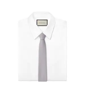 Gucci Crepe-effect Silk Blend Neck Tie - Grey
