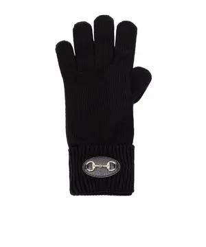 Gucci Horsebit Knit Gloves - Black