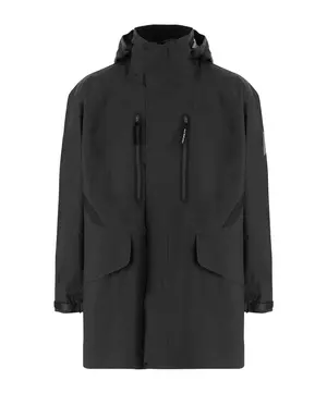 AND WANDER Hooded Zip-pocket Coat - Black