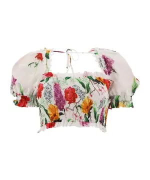 Charo Ruiz Ibiza Floral Print Cotton-blend Poplin Top