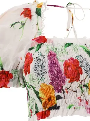 Charo Ruiz Ibiza Floral Print Cotton-blend Poplin Top