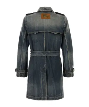 Burberry Double Breasted Belted Denim Coat