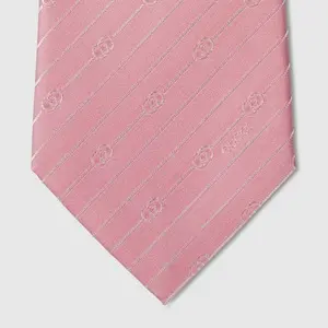 Gucci Interlocking G Silk Jacquard Tie - Pink