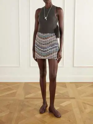 Missoni Striped Metallic Crochet-knit Mini Skirt