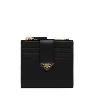 Prada Logo Plaque Zip-up Wallet
