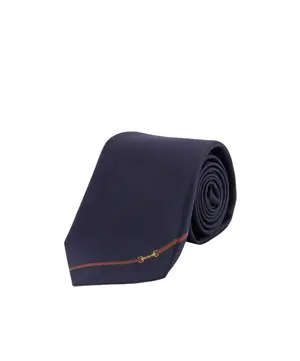 Gucci Pointed Tie With Horsebit Detail - Black