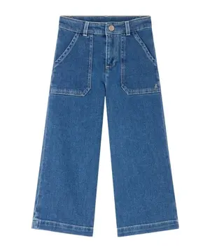 Bonpoint Jingle Medium Wide-leg Denim Trousers In Organic Cotton - Blue