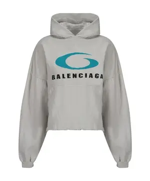 Balenciaga Loop Sports Icon Destroyed Cropped Hoodie