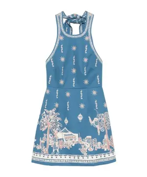 ALEMAIS Acacia Tie-neck Patterned Mini Dress