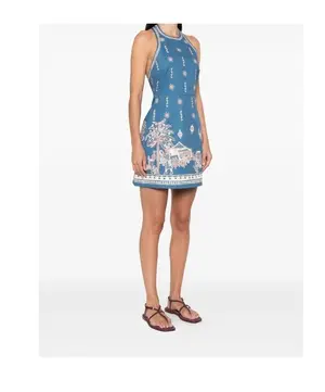 ALEMAIS Acacia Tie-neck Patterned Mini Dress