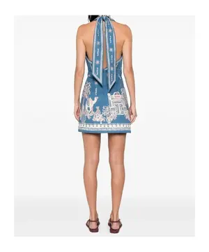 ALEMAIS Acacia Tie-neck Patterned Mini Dress