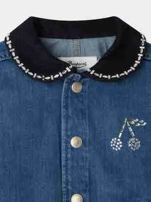Bonpoint Embellished Cherry Denim Jacket