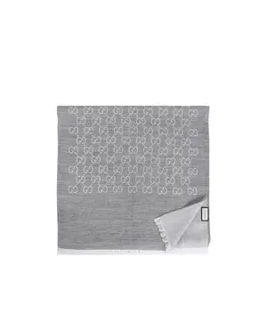 Gucci Double-sided Fringed Scarf - Gray