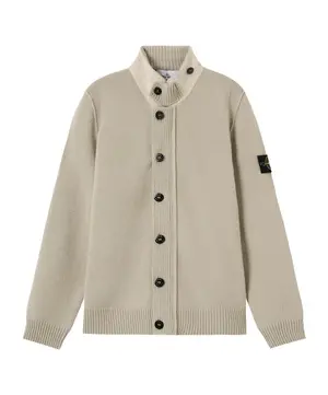 Stone Island Logo Patch Buttoned Cardigan - Sand
