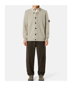 Stone Island Logo Patch Buttoned Cardigan - Sand