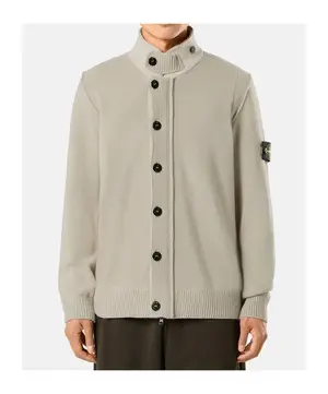Stone Island Logo Patch Buttoned Cardigan - Sand