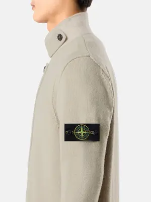 Stone Island Logo Patch Buttoned Cardigan - Sand