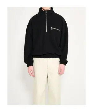 RIER Half-zip Wool Sweatshirt - Black