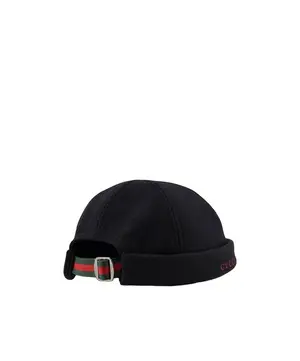 Gucci Logo Web-trim Beanie Hat - Black
