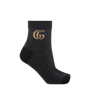 Gucci Intarsia-knit Logo Ankle Socks - Black