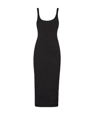 Fendi Ff Embossed Sleeveless Midi Dress