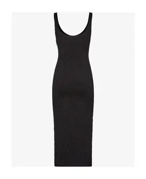 Fendi Ff Embossed Sleeveless Midi Dress