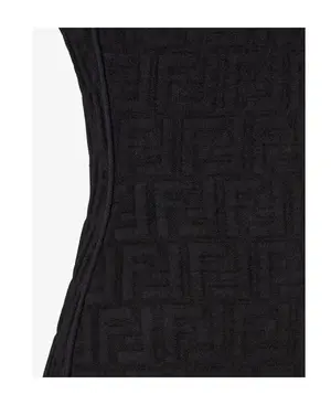 Fendi Ff Embossed Sleeveless Midi Dress