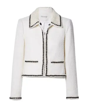 ALICEOLIVIA Alice + Olivia Cropped Embellished Tweed Jacket - No