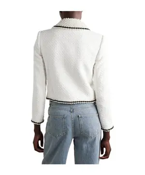 ALICEOLIVIA Alice + Olivia Cropped Embellished Tweed Jacket