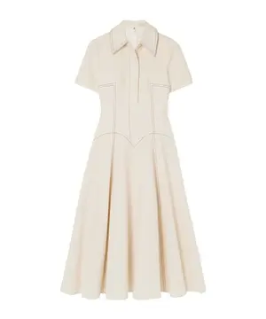 EMILIA WICKSTEAD Paneled Topstitched Denim Midi Dress