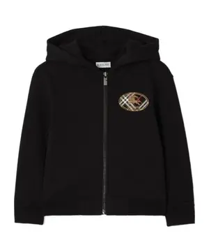 Burberry Check Knight Stamp Cotton Zip Hoodie