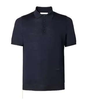 Fendi Navy Wool Polo Shirt - Blue