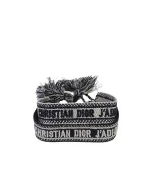 Dior J'adior Logo Bracelet Set With Tassels - Black