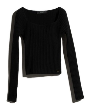 Gucci Ribbed Wool Cashmere Boat Neck Top - Black