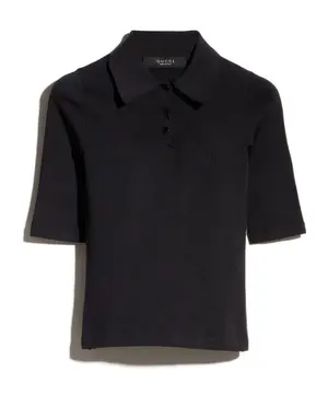 Gucci Embroidered Polo Shirt - Black