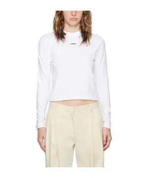 Jacquemus Long-sleeve Logo Patch Top - White