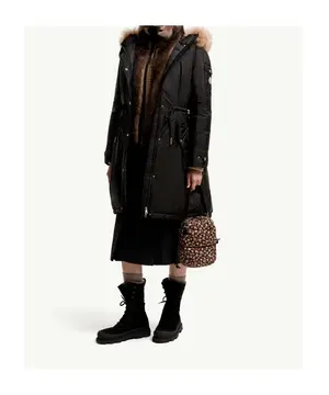 Moncler Moustique Hooded Down Parka With Shearling Trim