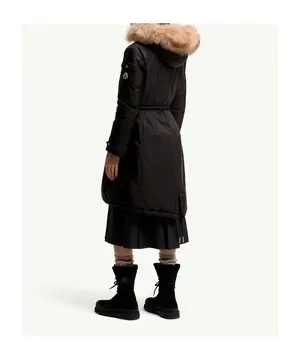 Moncler Moustique Hooded Down Parka With Shearling Trim
