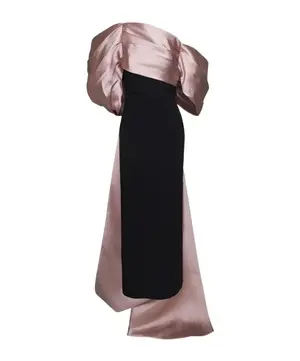 Solace Off-the-shoulder Draped Crepe And Satin Twill Gown - No