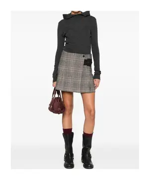 Pinko Checked Wrapped Mini Skirt