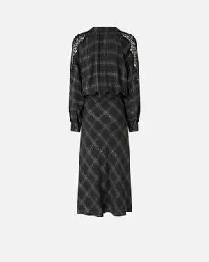 Pinko Lace Detailed Midi Check Dress